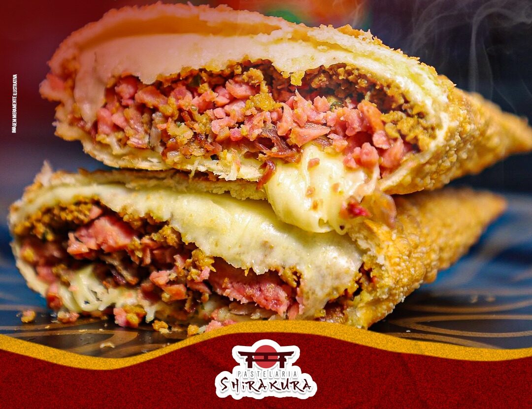 Saboreie o pastel especial da Shirakura recheado com carne, frango ...